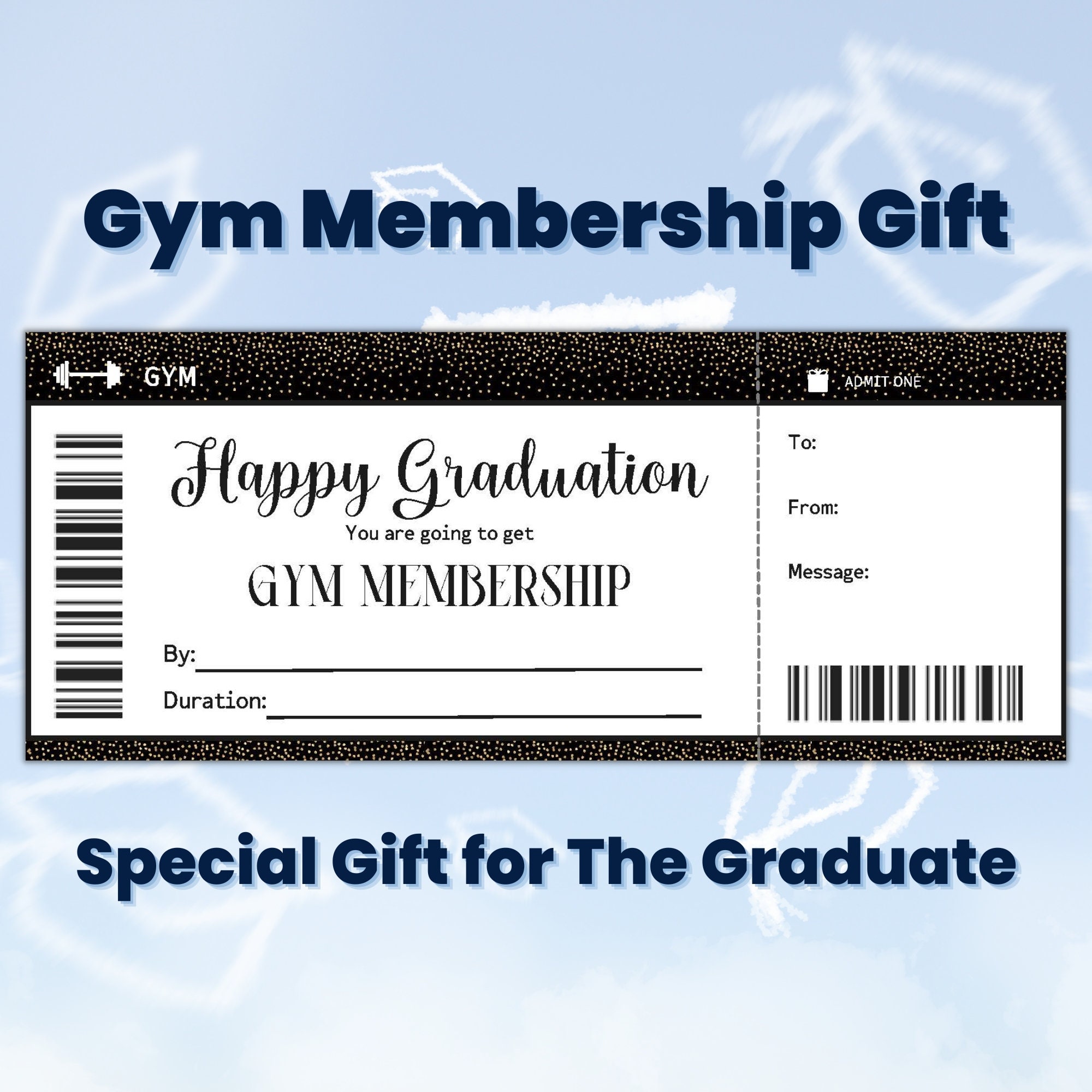 Graduation Gym Membership Gift Certificate, Gym Gifts for Her, Grad ...