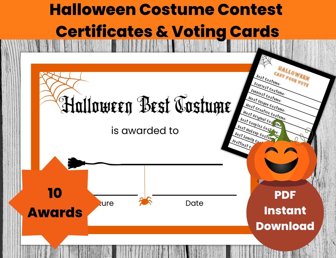 Halloween Award Certificates, Halloween Costume Contest Ballot Template ...