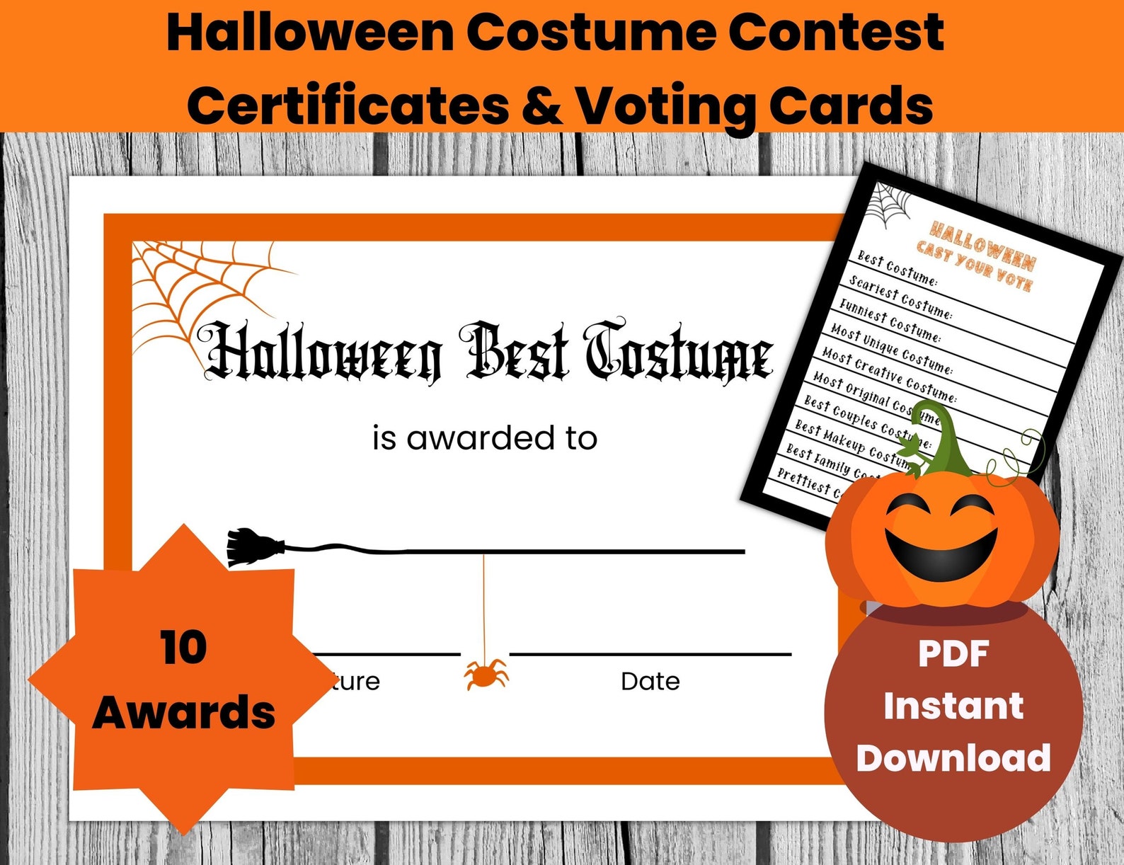 Halloween Award Certificates, Halloween Costume Contest Ballot Template ...