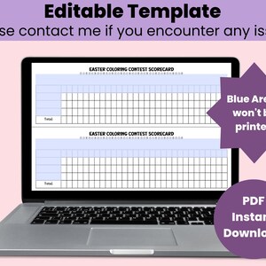 Editable Easter Coloring Contest Scorecard Template, Easter Competition ...