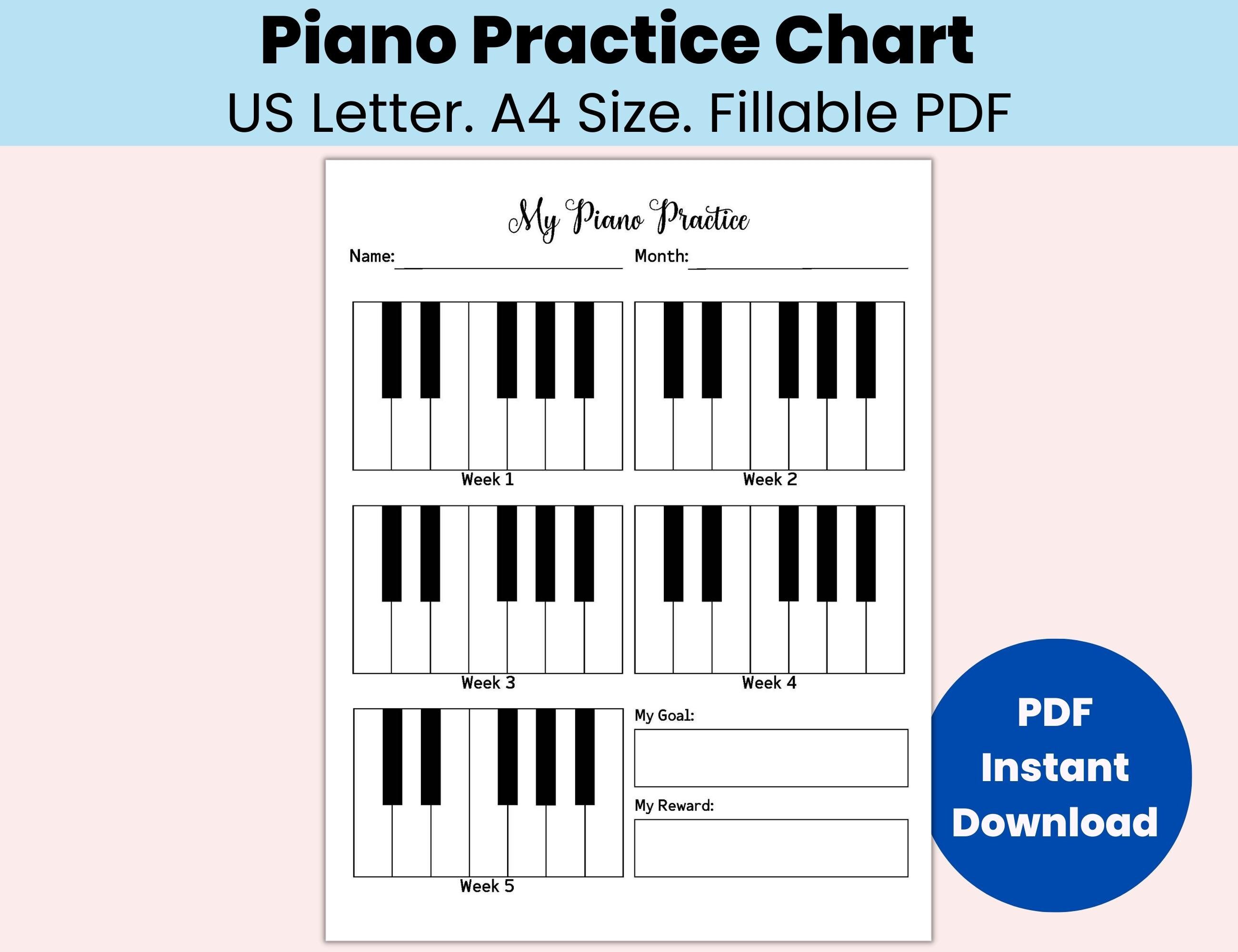 Monthly Piano Practice Chart, Music Practice Log, Music Practice ...
