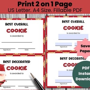 Cookie Contest Award Certificates, Christmas Cookie Decorating Party ...