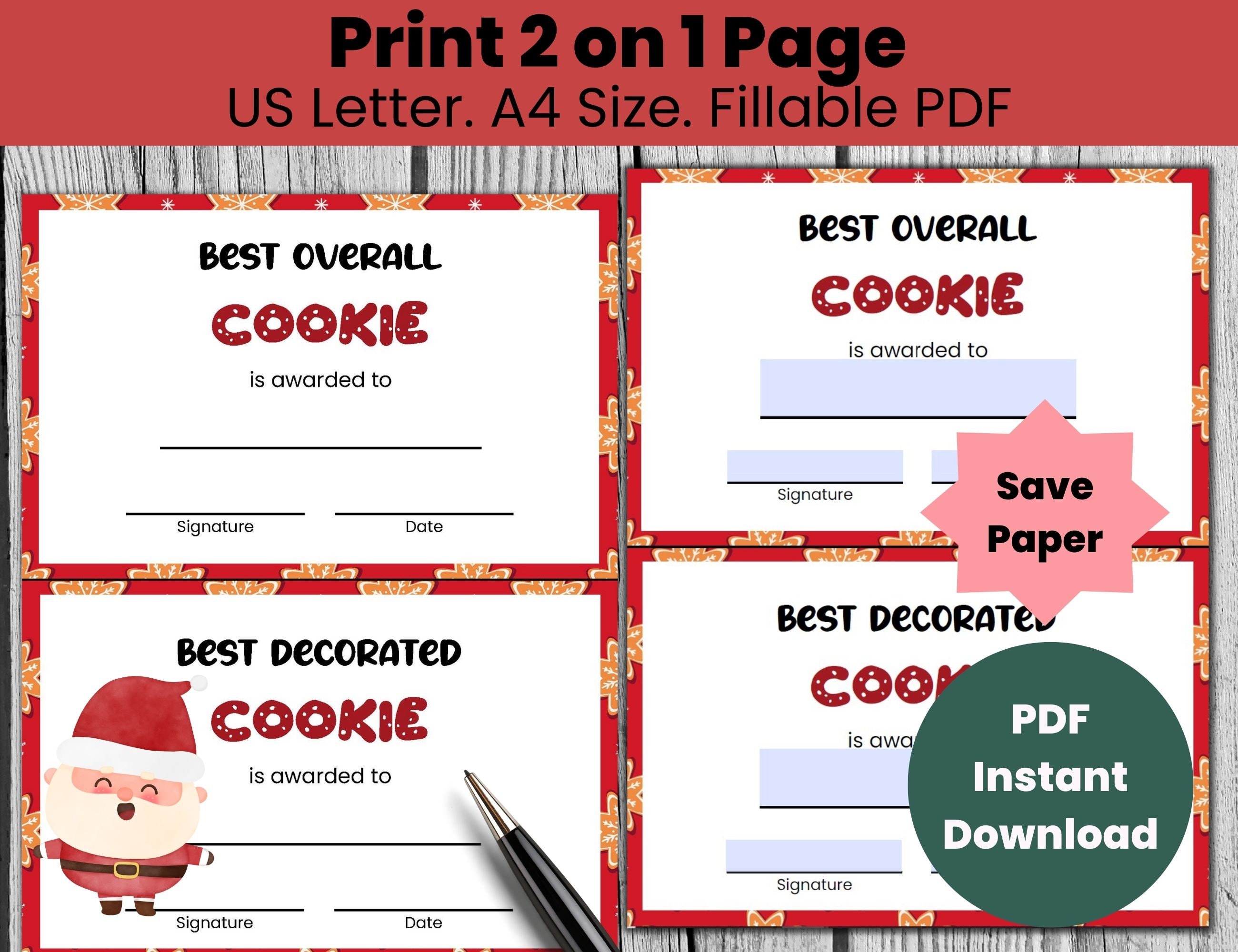 Cookie Contest Award Certificates, Christmas Cookie Decorating Party ...