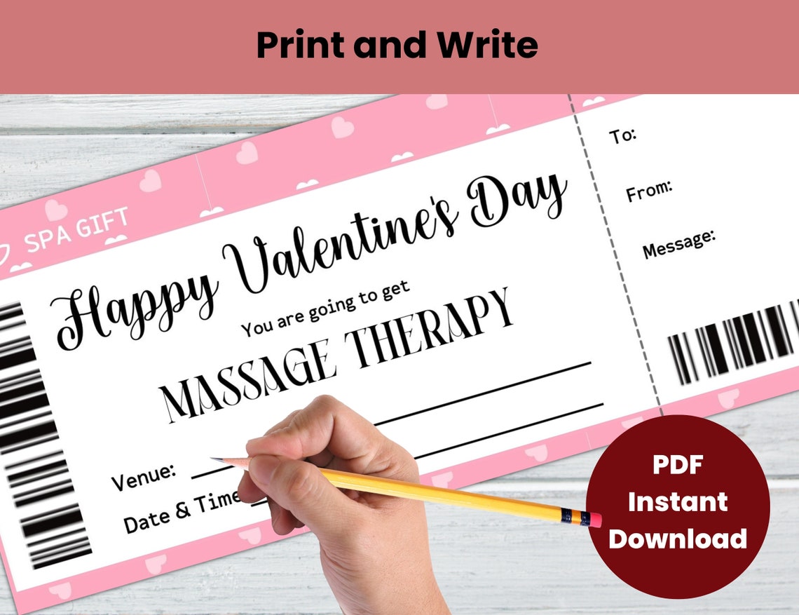 Personalized Valentines Day Massage Therapy Gift Certificate Template ...