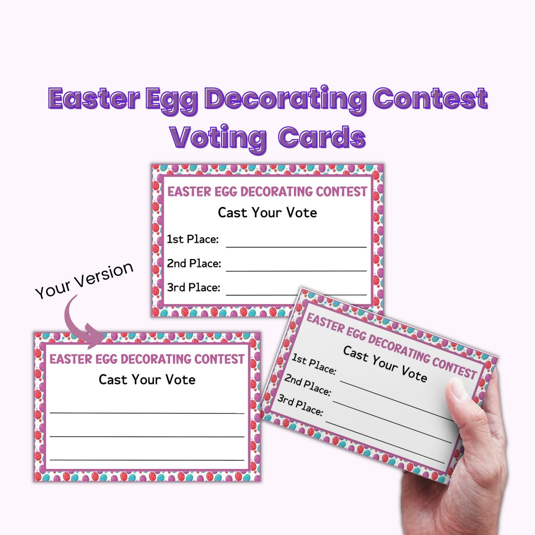 Easter Egg Decorating Contest Voting Cards, Ballot Template Editable ...