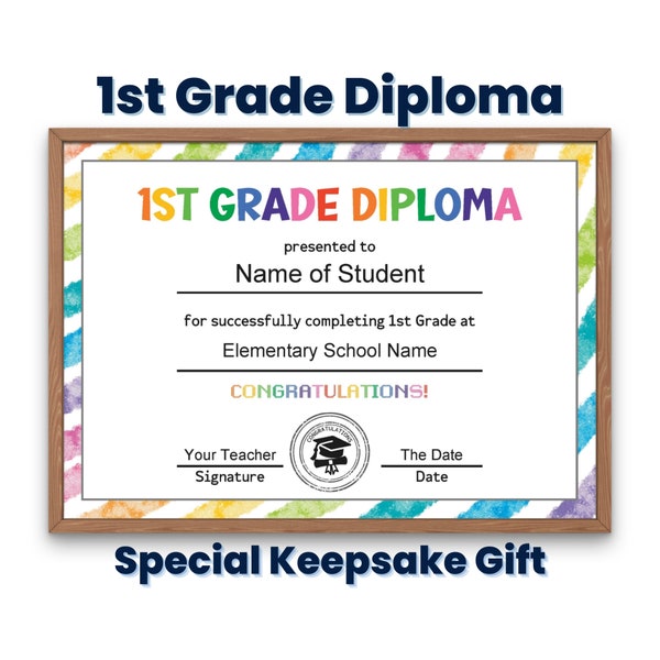 1st Grade Graduation Certificate - Etsy