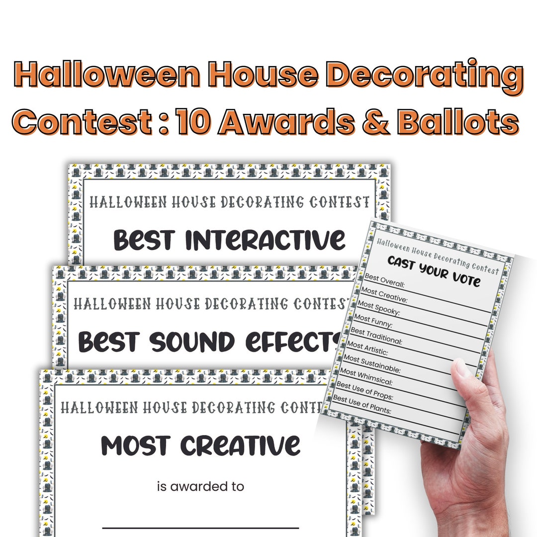 Halloween House Decorating Contest Award Certificates and Halloween ...