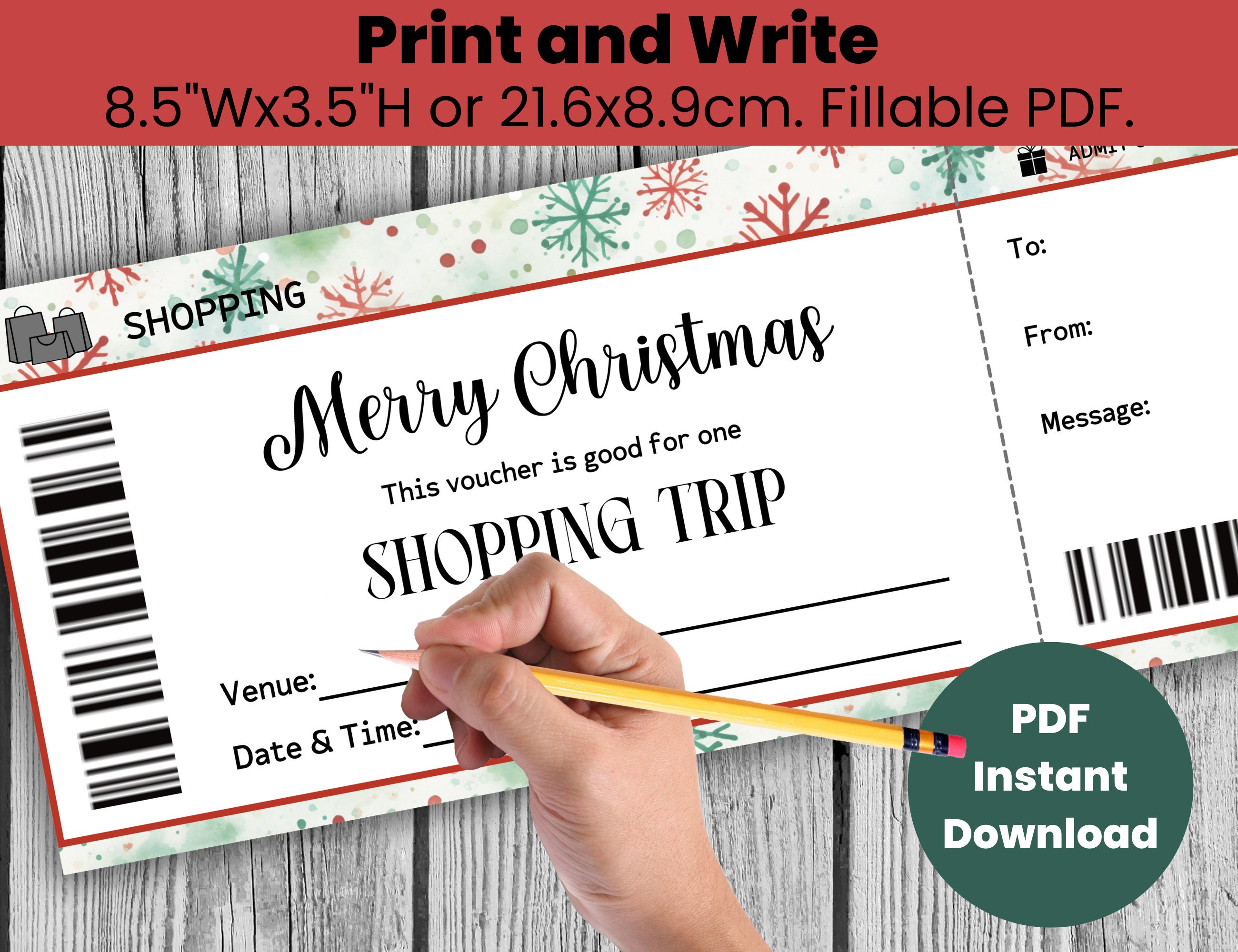 Custom Christmas Shopping Trip Voucher Template, Shopping Spree Gift ...