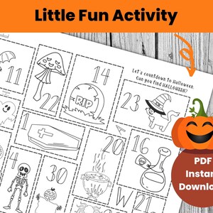 Coloring Halloween Advent Calendar for Classroom, Halloween Countdown ...