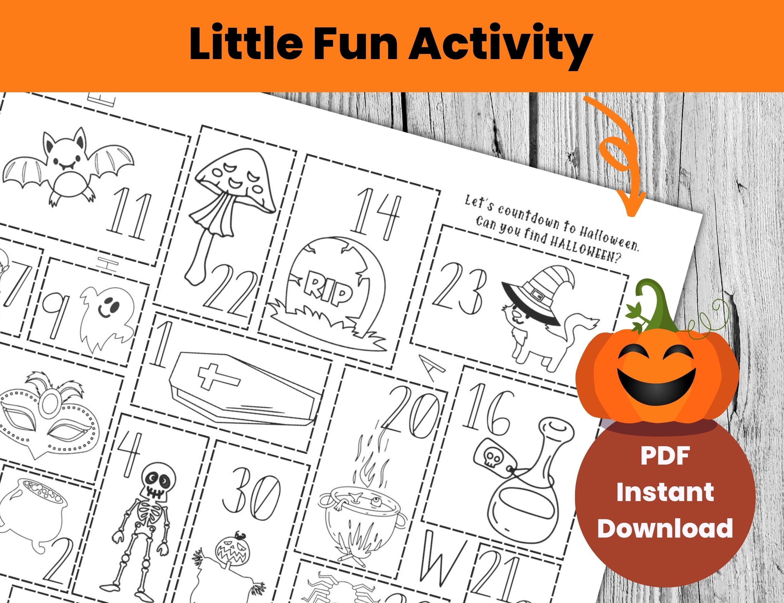 Coloring Halloween Advent Calendar for Classroom, Halloween Countdown ...