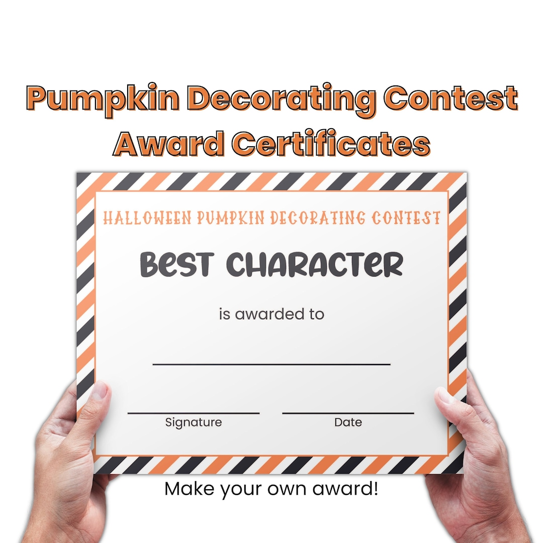 Halloween Pumpkin Decorating Contest Award Certificates, Fall Halloween ...