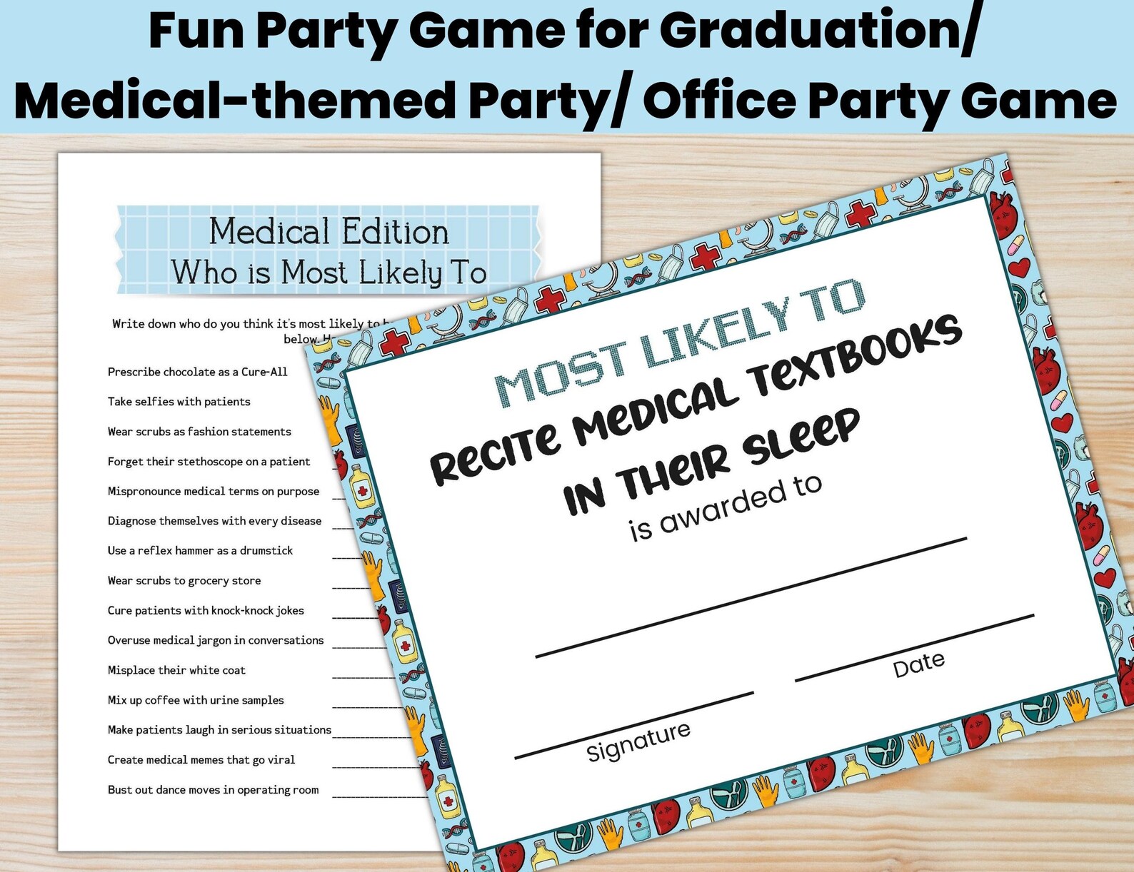 Most Likely to Game and Superlative Award Certificates for Medical ...