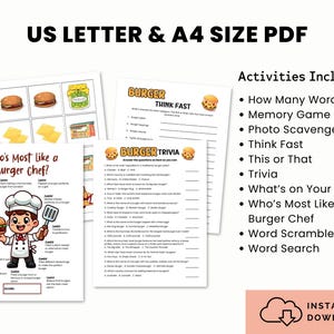 Burger Party Games Bundle, Burger Theme Backyard BBQ Games, Fastfood ...