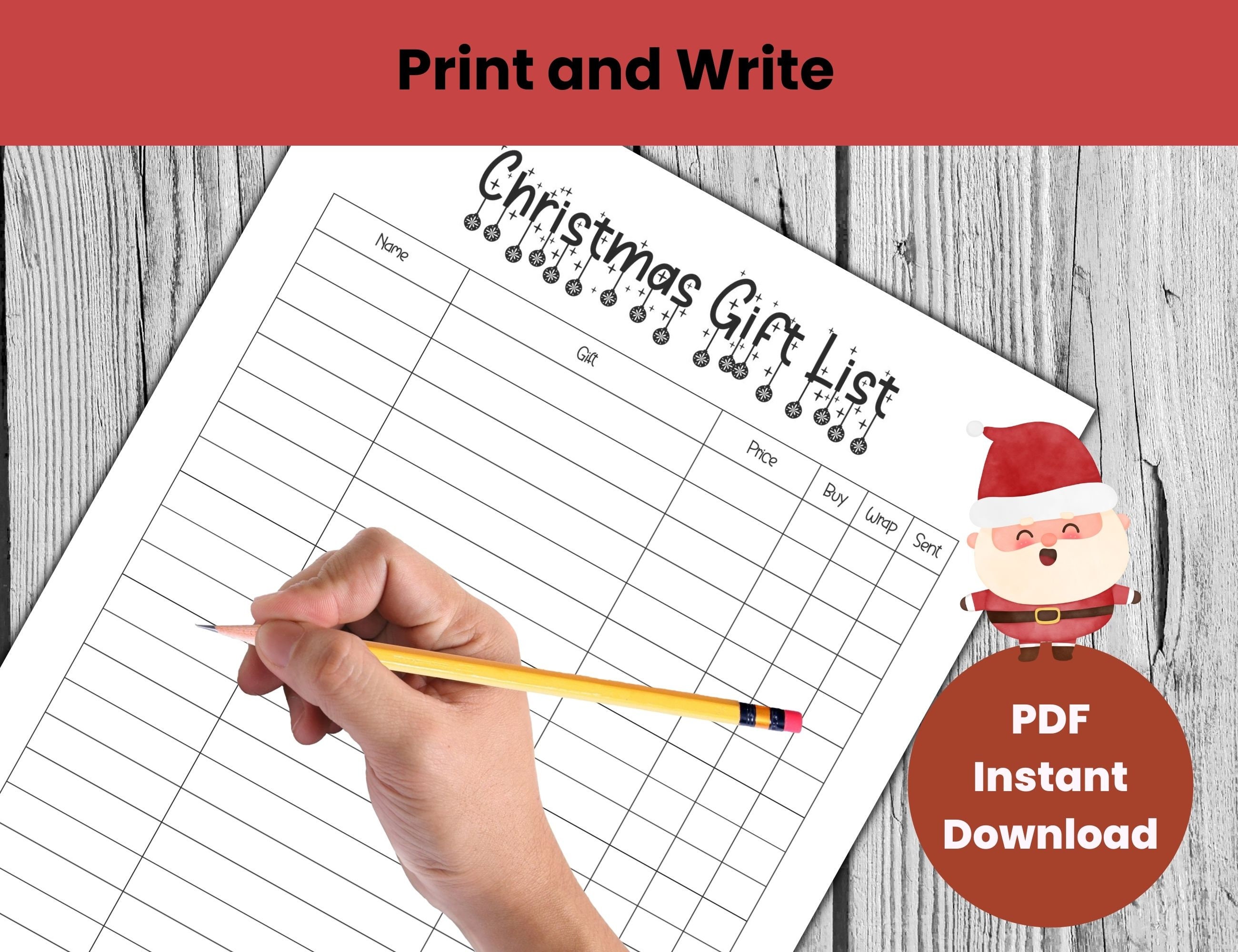 Christmas Gift List Printable Tracker, Holiday Gift List, Christmas ...