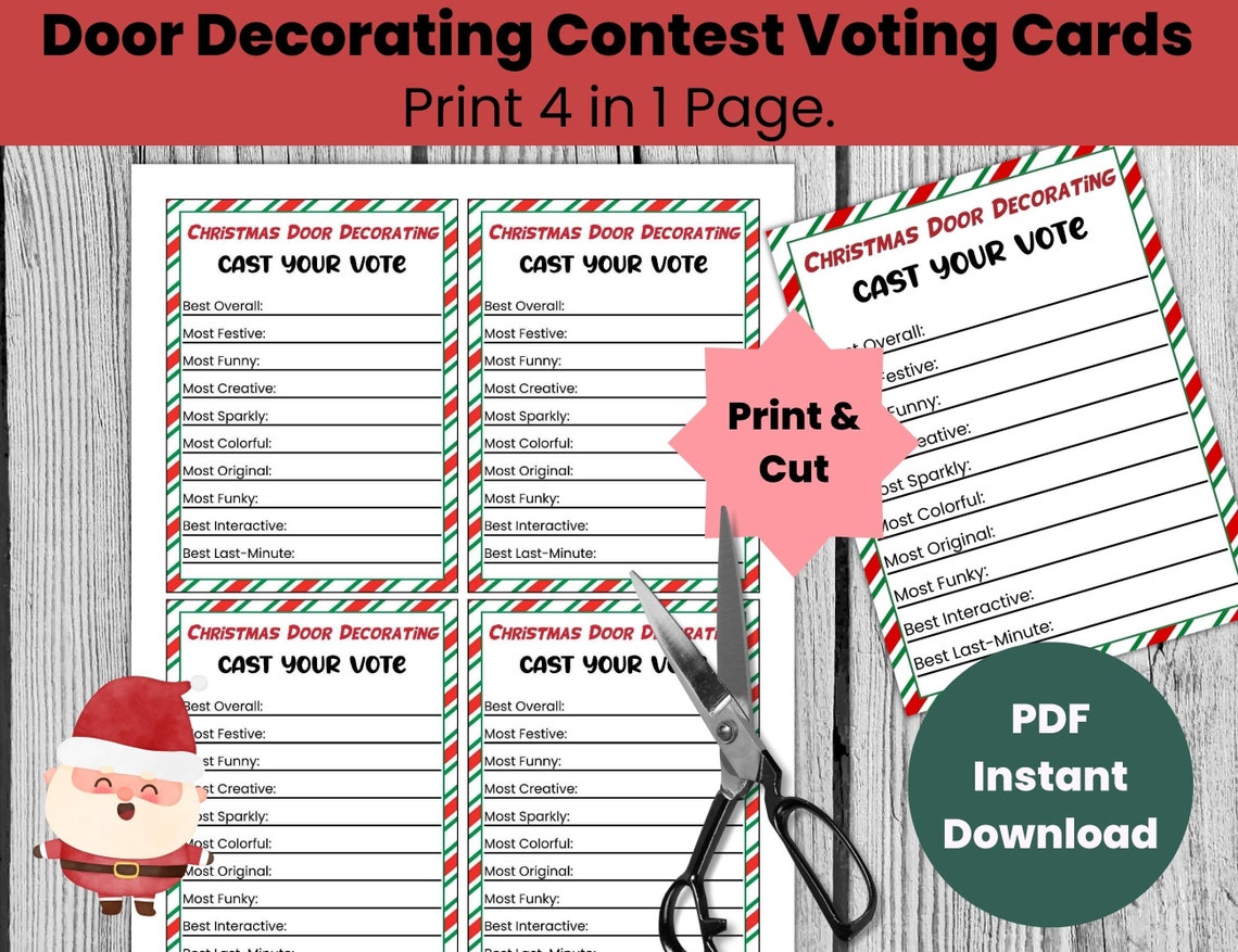 Christmas Door Decorating Contest Ballot Template, Christmas Door ...
