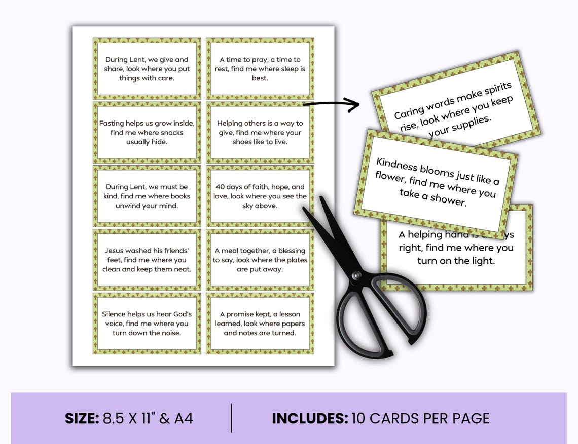 Lent Indoor Scavenger Hunt, Lent Games, Kids Lent Activities, Catholic ...