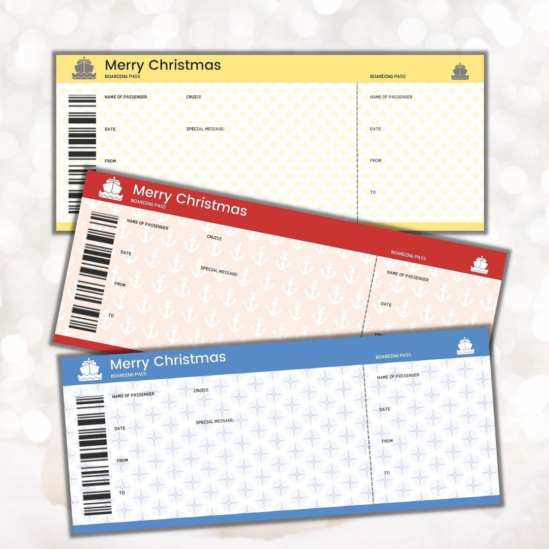 Christmas Custom Cruise Boarding Pass, Cruise Trip Surprise Vacation ...