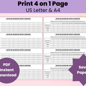Easter Egg Decorating Contest Scorecard Template Editable, Score Sheet ...