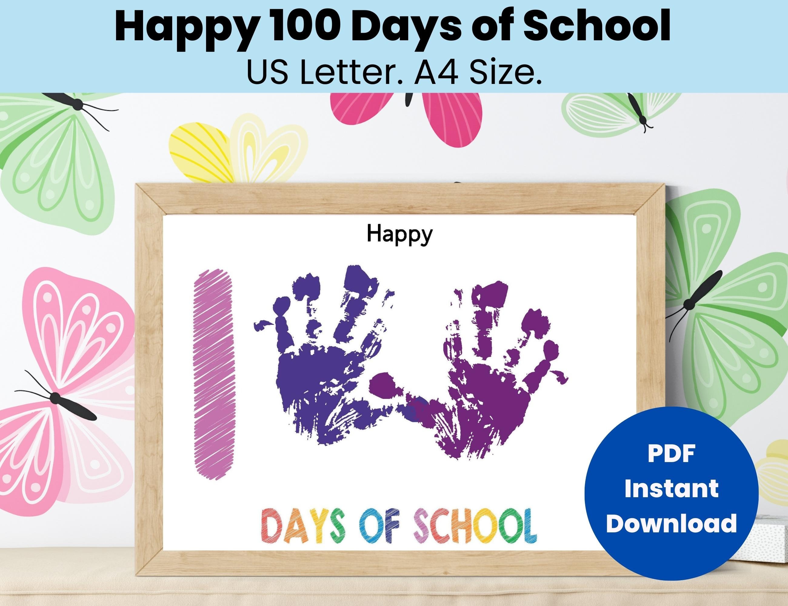 100 Days of School Handprint Bundle, Happy 100th Day of School, 100 ...