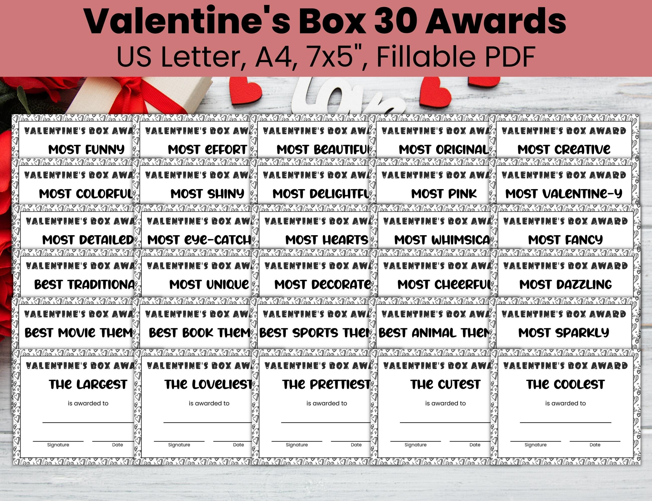 Black and White Valentines Box Contest Kit for Class and Valentines ...