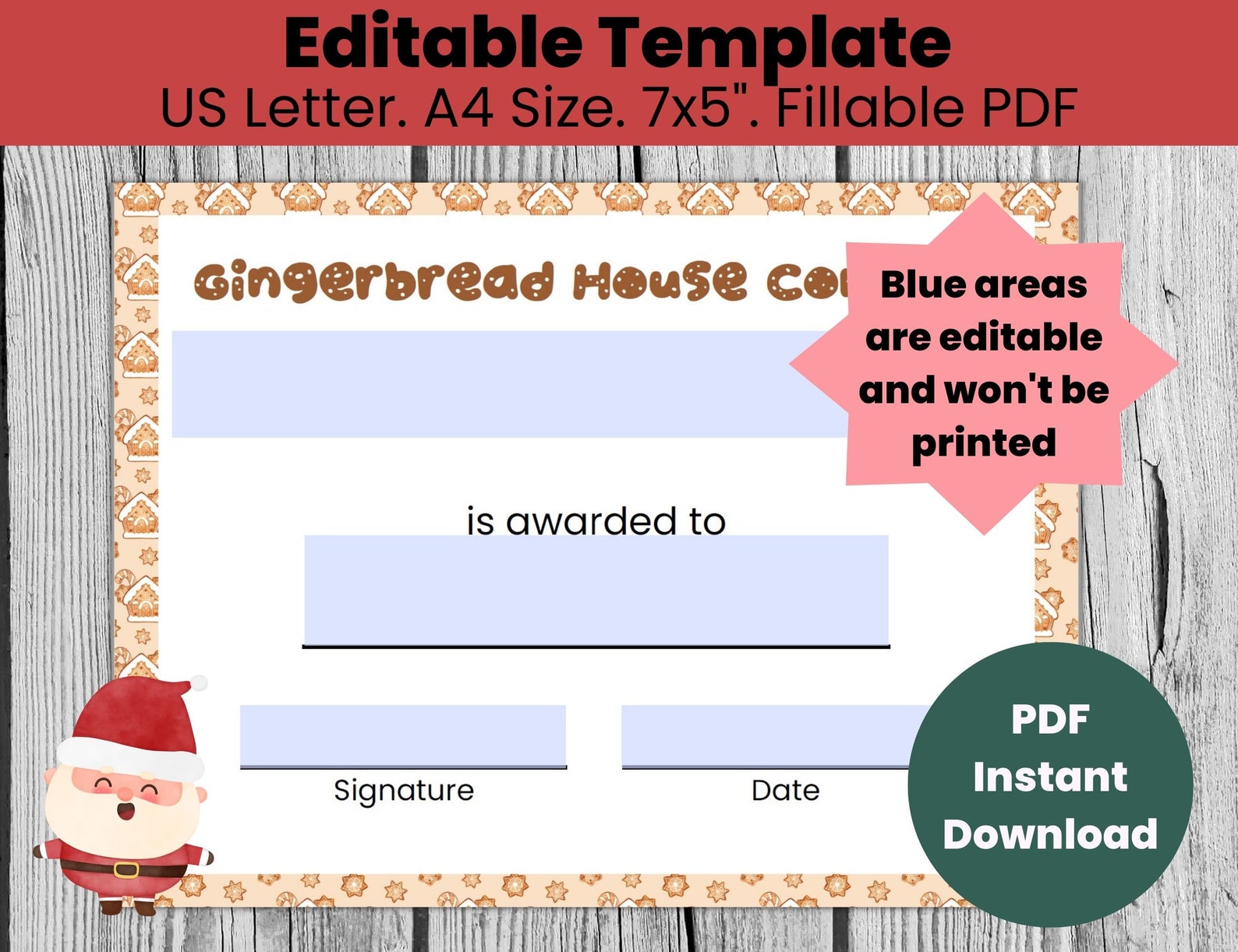 Gingerbread House Contest Awards, Award Certificates Editable Template ...
