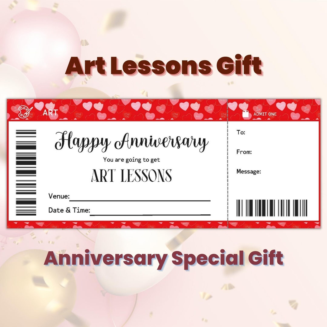 Art Lessons Anniversary Gift Certificate Template Editable, Thoughtful ...