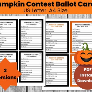 Pumpkin Carving Award Certificates, Pumpkin Contest Ballot Cards ...