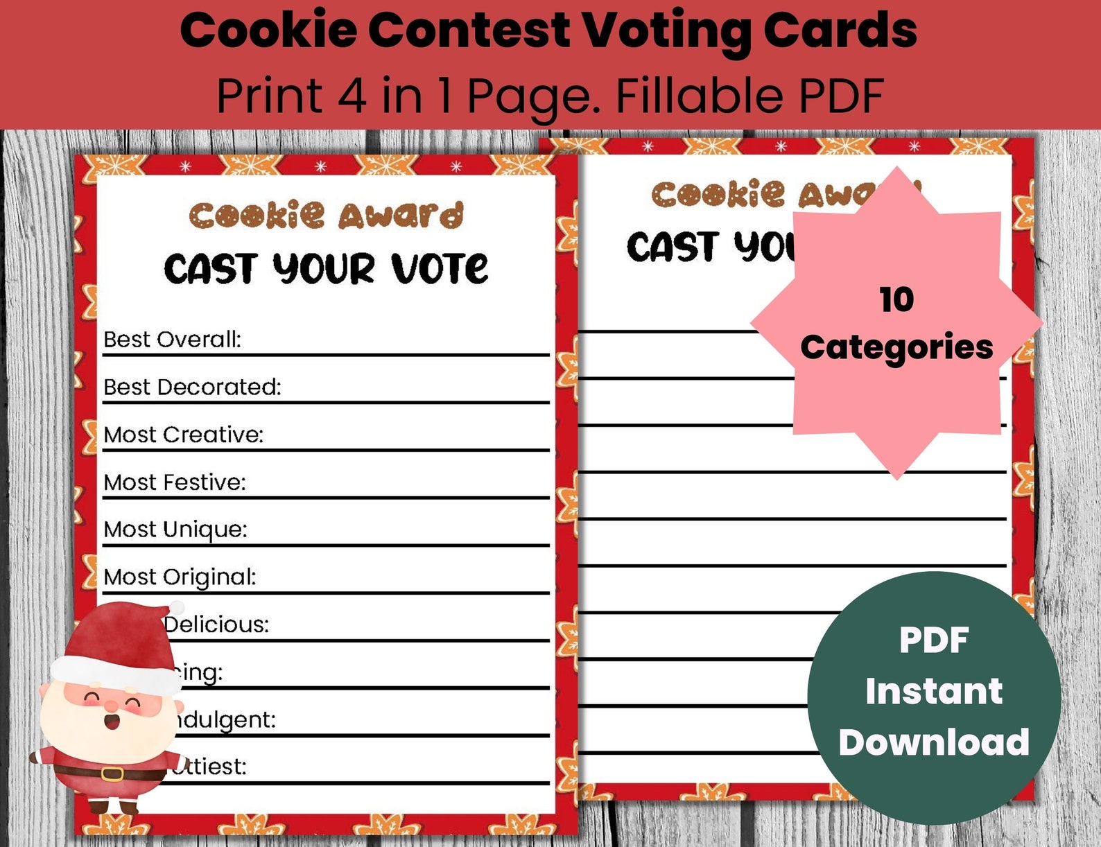 Cookie Contest Award Certificates and Voting Ballot, Christmas Cookie ...