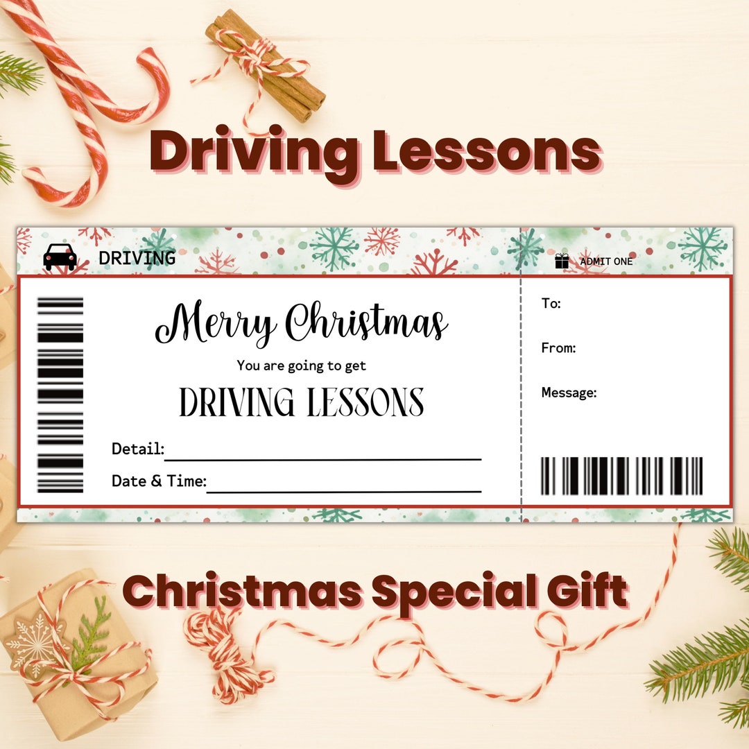 Custom Christmas Driving Lesson Voucher Template, Learn to Drive Gift ...