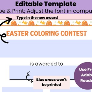 Printable Easter Coloring Contest Award Certificates, Easter ...