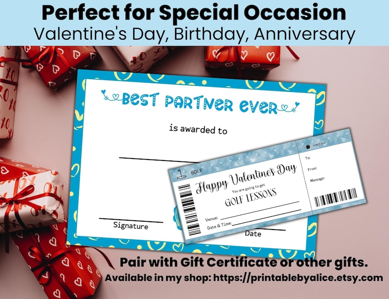 Best Partner Ever Award Certificate, Personalized Love Certificate ...