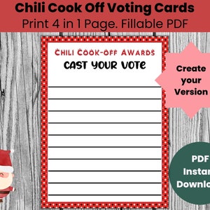 Chili Cook off Ballot Template Editable, Chili Voting Ballot, Cooking ...