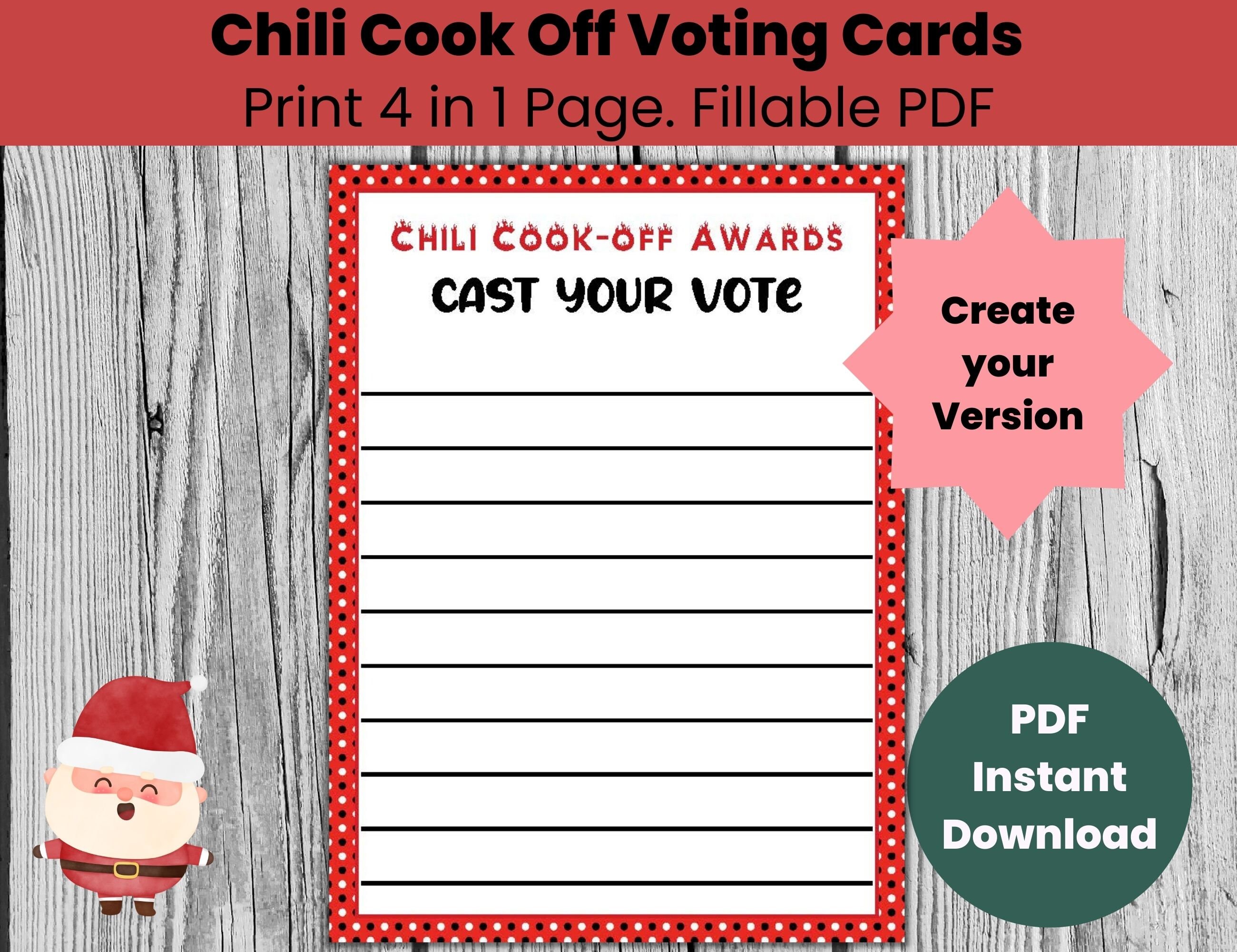 Chili Cook off Ballot Template Editable, Chili Voting Ballot, Cooking ...