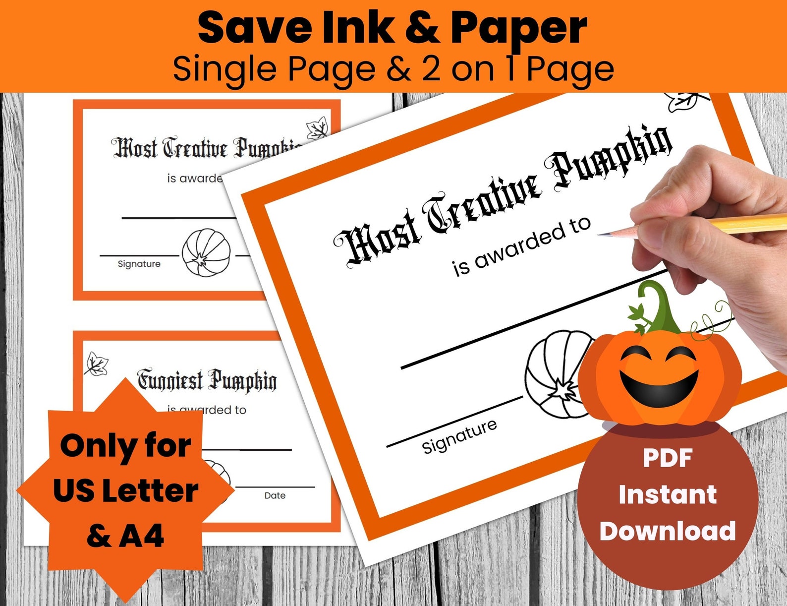 Pumpkin Carving Award Certificates, Pumpkin Contest Ballot Cards ...