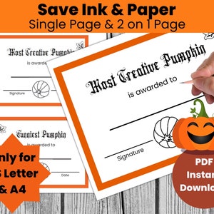 Pumpkin Carving Award Certificates, Pumpkin Contest Ballot Cards ...