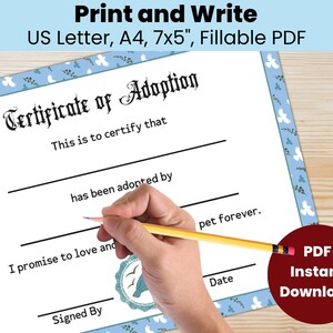 Pet Bird Adoption Certificate, Custom Editable Certificate Template for ...