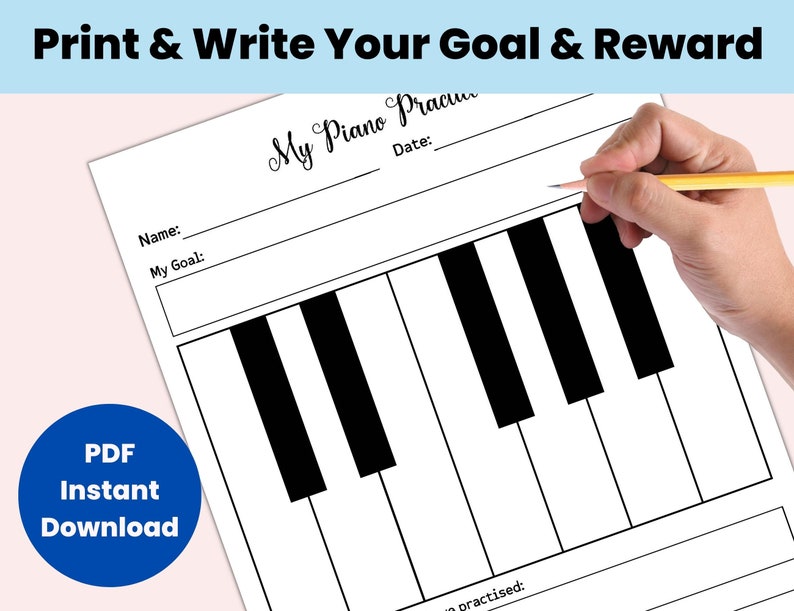 Weekly Piano Practice Chart, Music Practice Log, Music Practice Tracker ...