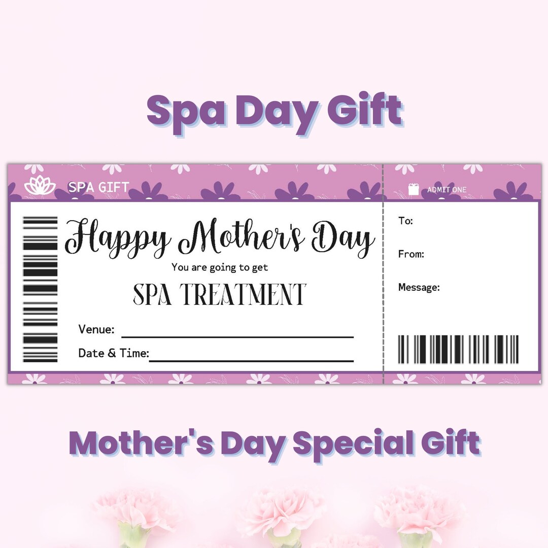 Personalized Mothers Day Spa Day Gift Coupon Template, Self Care Spa ...