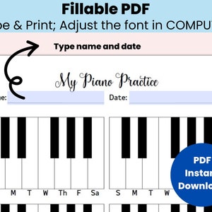 Piano Practice Chart, Music Practice Log, Music Practice Tracker, Habit ...