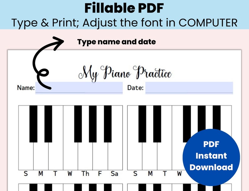 Piano Practice Chart, Music Practice Log, Music Practice Tracker, Habit ...