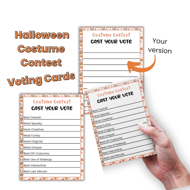 Halloween Costume Contest Ballot Template, Voting Cards, Fall Halloween ...