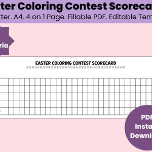 Editable Easter Coloring Contest Scorecard Template, Easter Competition ...