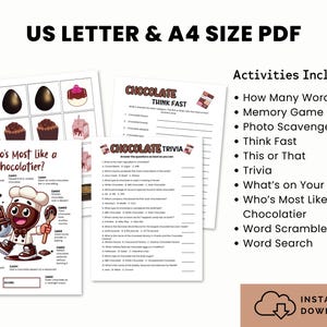 Chocolate Theme Party Games Bundle, Chocolate Games, Ladies Night Games ...