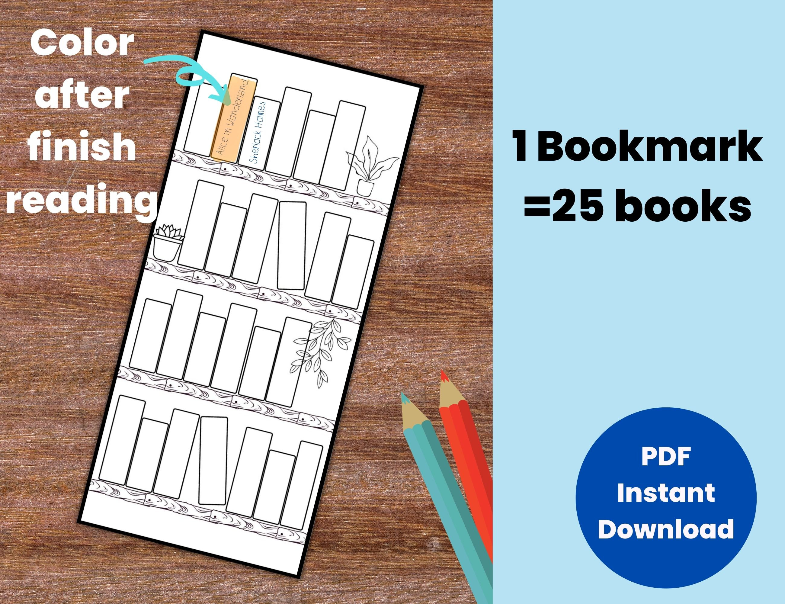 Book Tracker Bookmark Printable, Reading Bookmark Tracker, Bookshelf ...