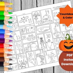 Coloring Halloween Advent Calendar for Classroom, Halloween Countdown ...