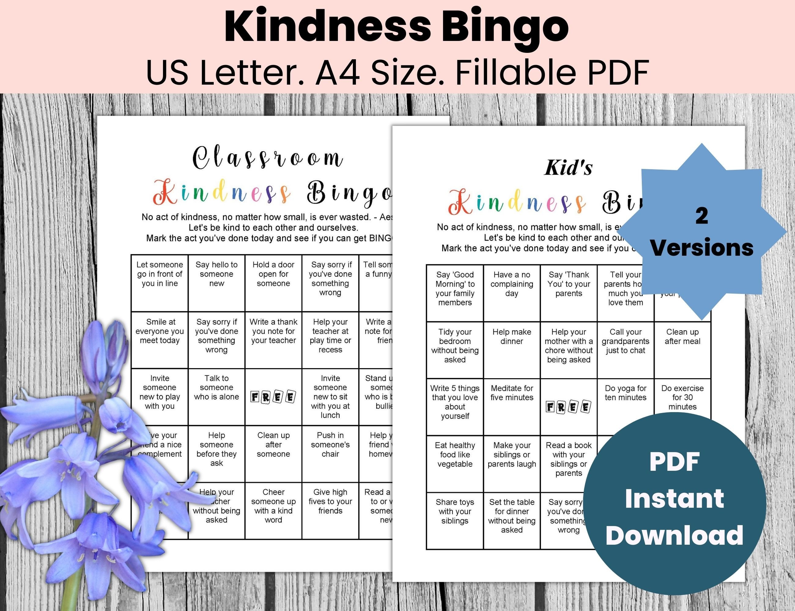 Kindness Bingo for Class, Personalized Bingo for Kids, Kindness ...