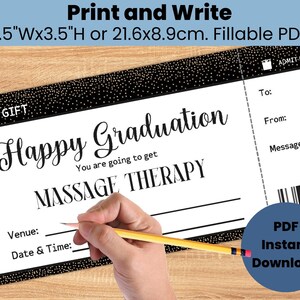 Graduation Massage Gift Certificate, Massage Therapy Gift Coupon ...