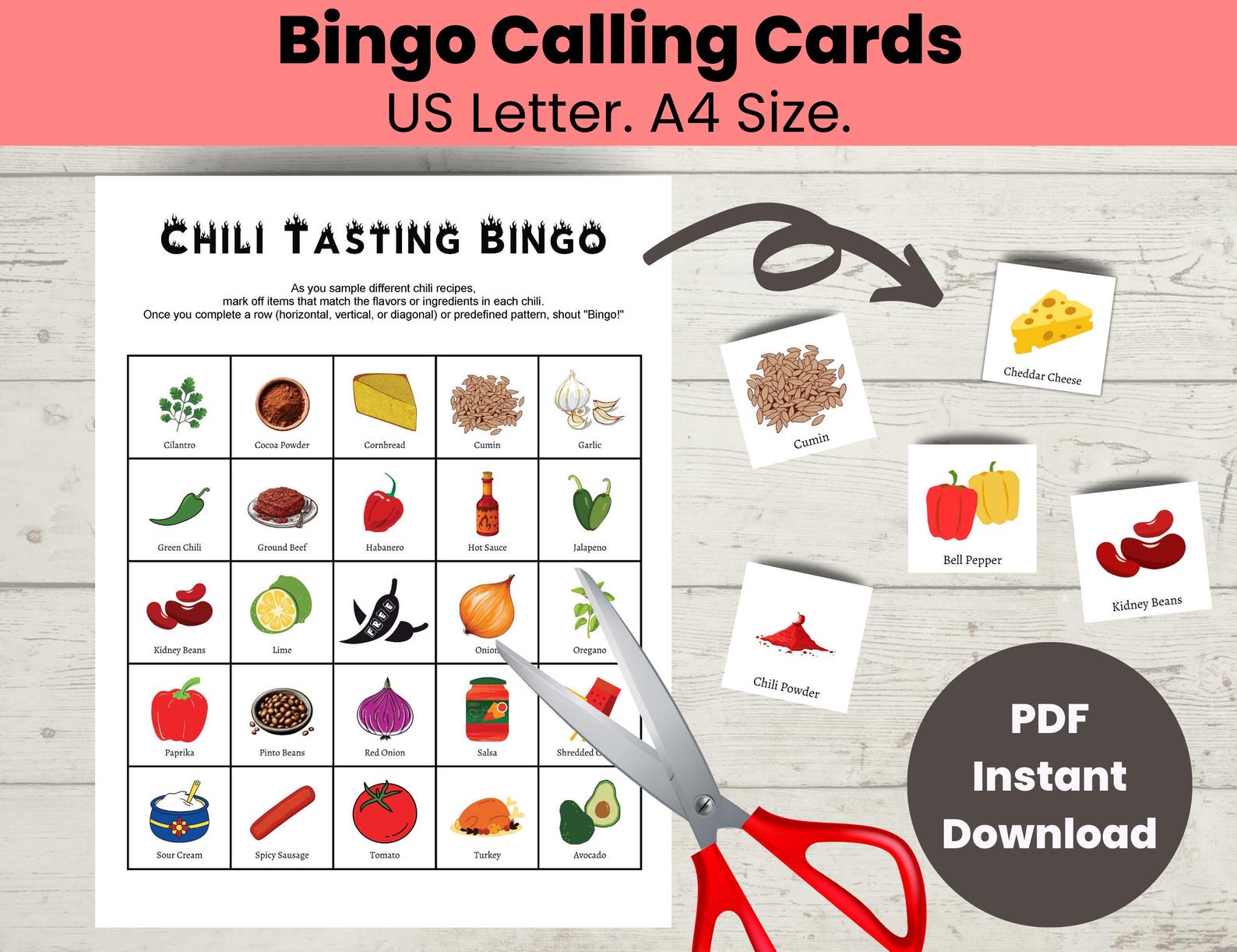 Chili Bingo, Chili Tasting Bingo, Chili Cook off Fall Party Game - Etsy