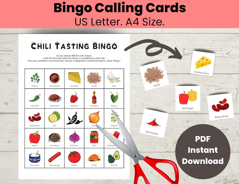 Chili Bingo, Chili Tasting Bingo, Chili Cook off Fall Party Game - Etsy