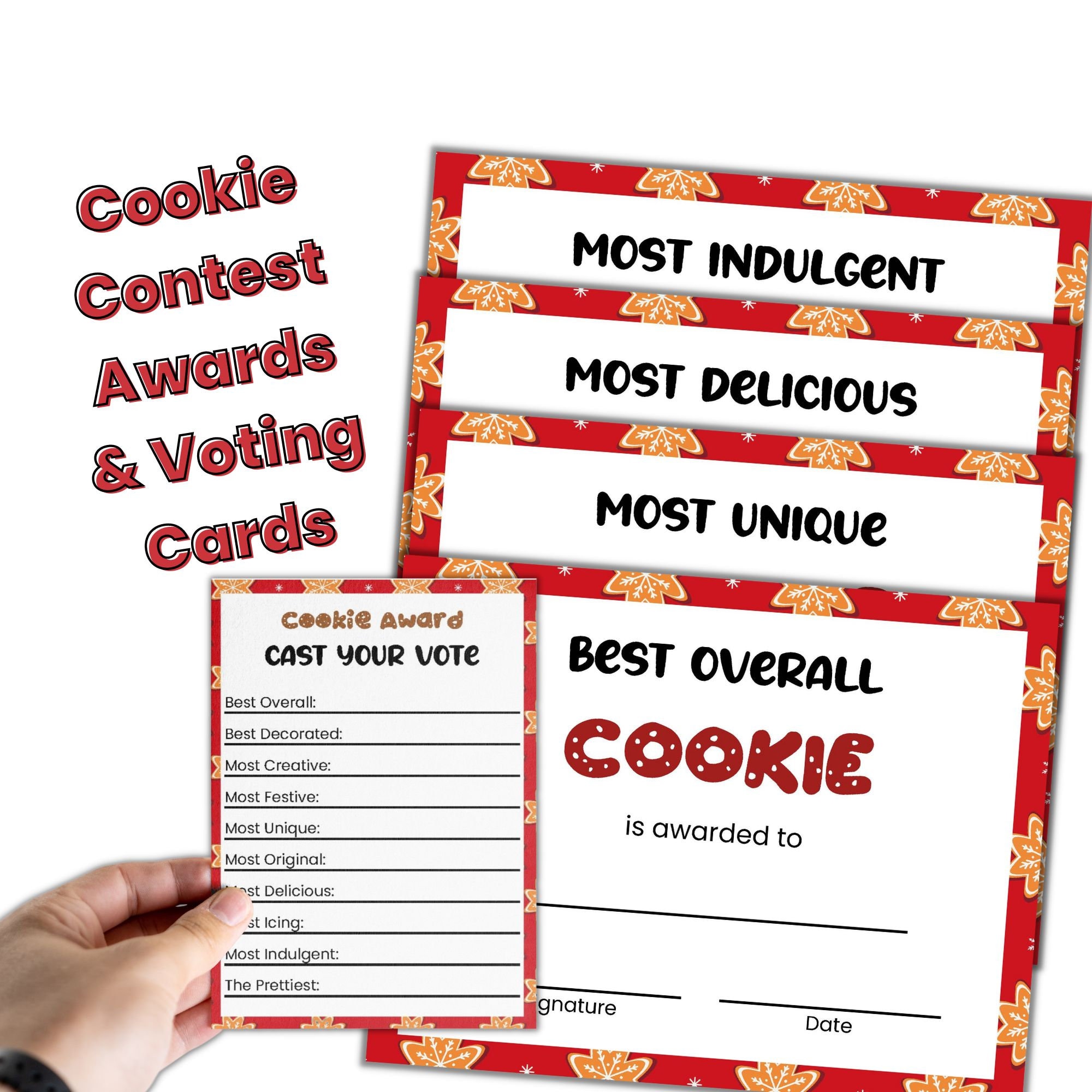 Cookie Contest Award Certificates and Voting Ballot, Christmas Cookie ...